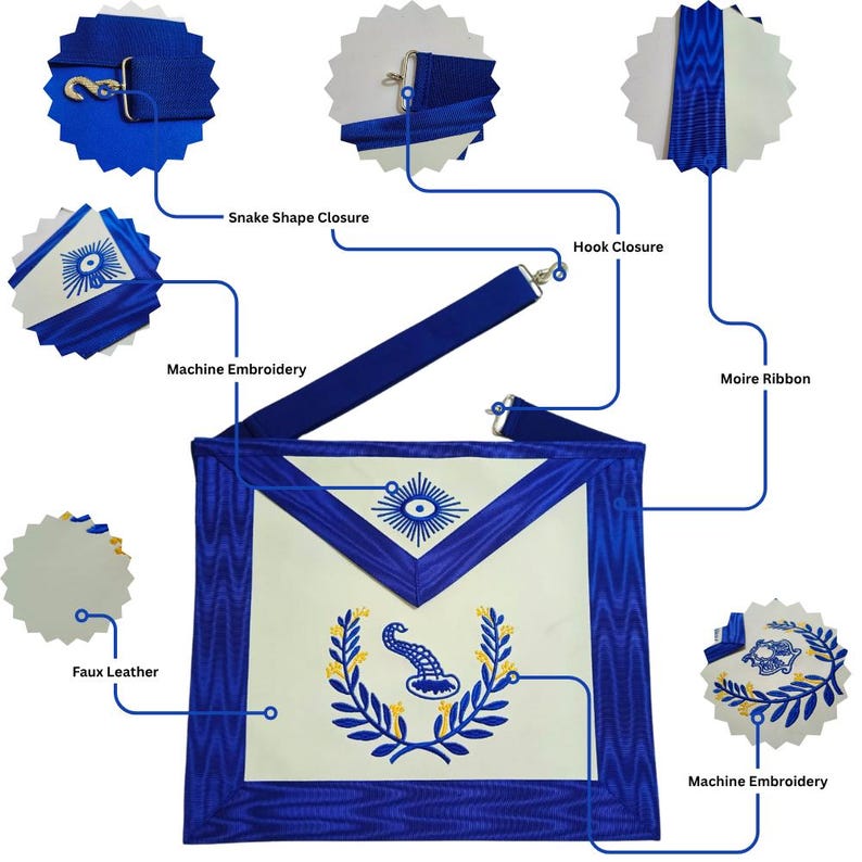 Masonic Regalia Set: Blue Lodge Senior Steward Apron, Collar & Gloves ...