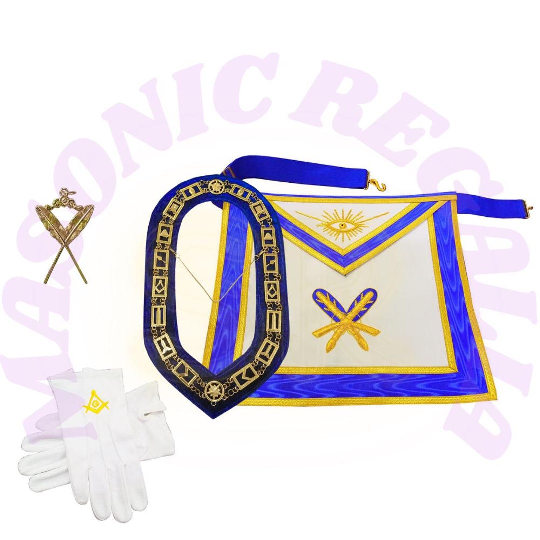 Masonic Blue Lodge Secretary Regalia: Hand Embroidered Apron, Chain ...