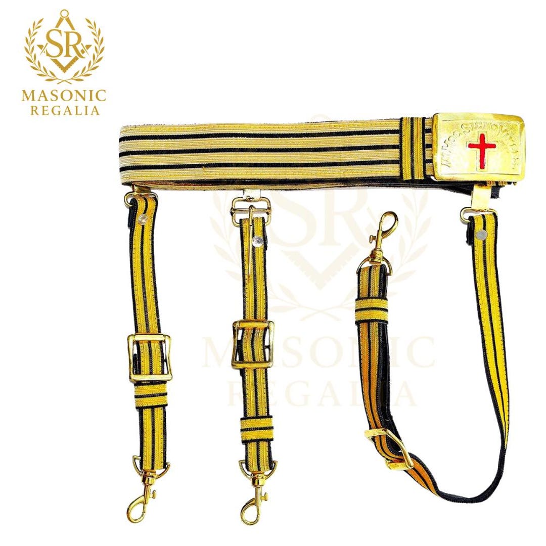 Masonic Regalia Past Commander Knight Templar Belt Gold Buckle With Red ...