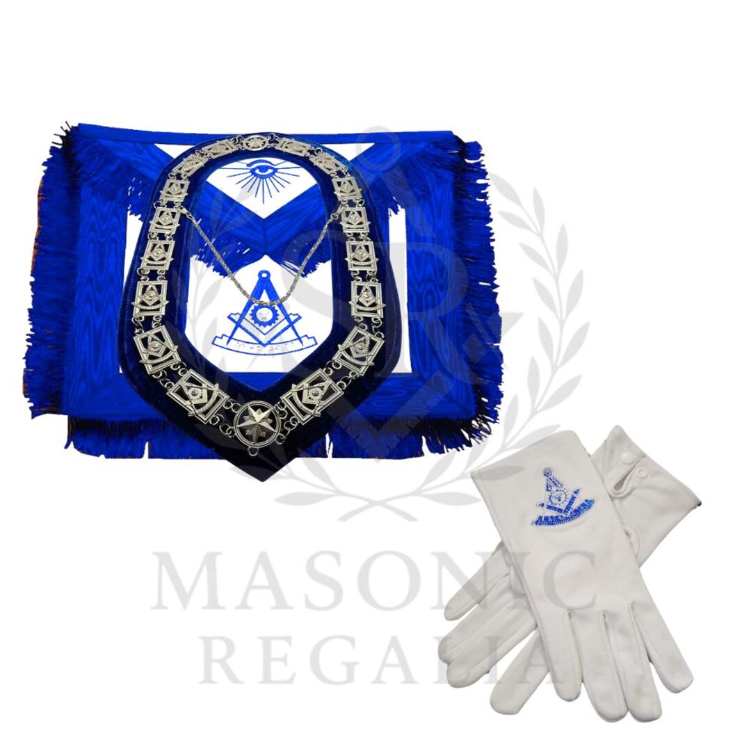 Masonic Past Master Regalia Set Royal Blue Embroidered Apron, Chain ...