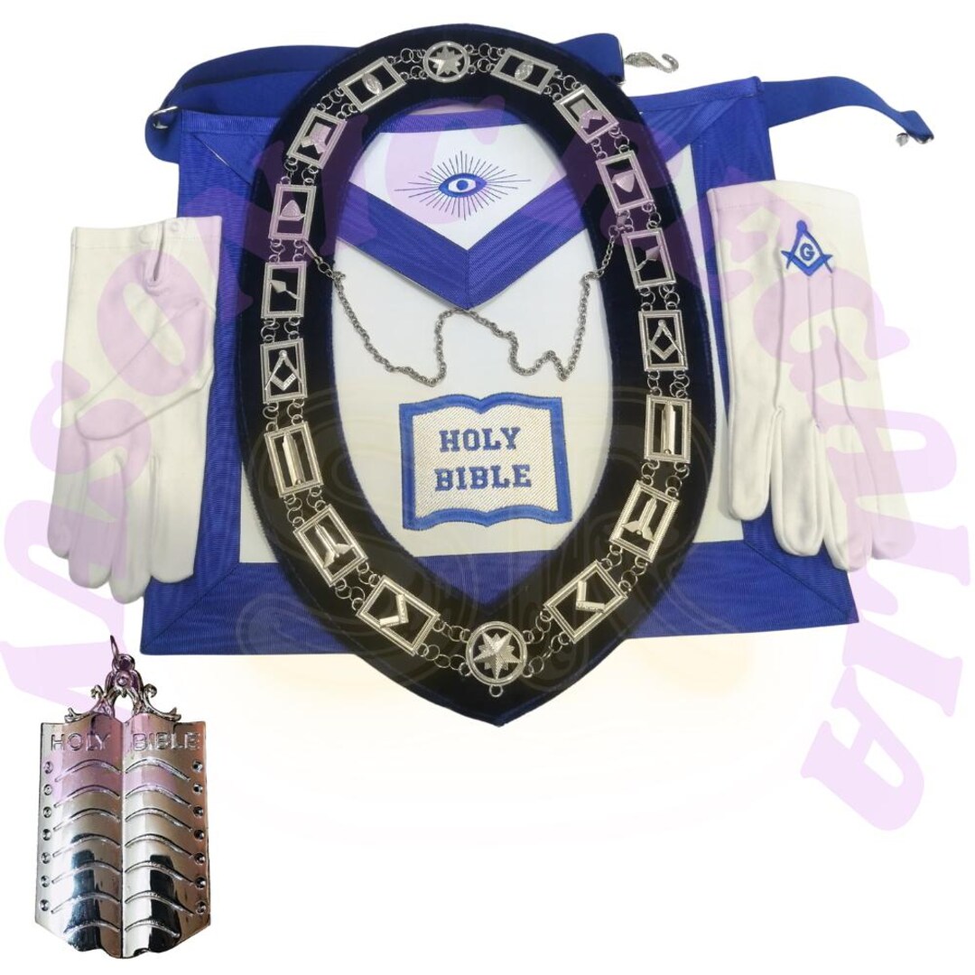 Masonic Blue Lodge Regalia Set: Faux Leather Apron, Cotton Gloves ...