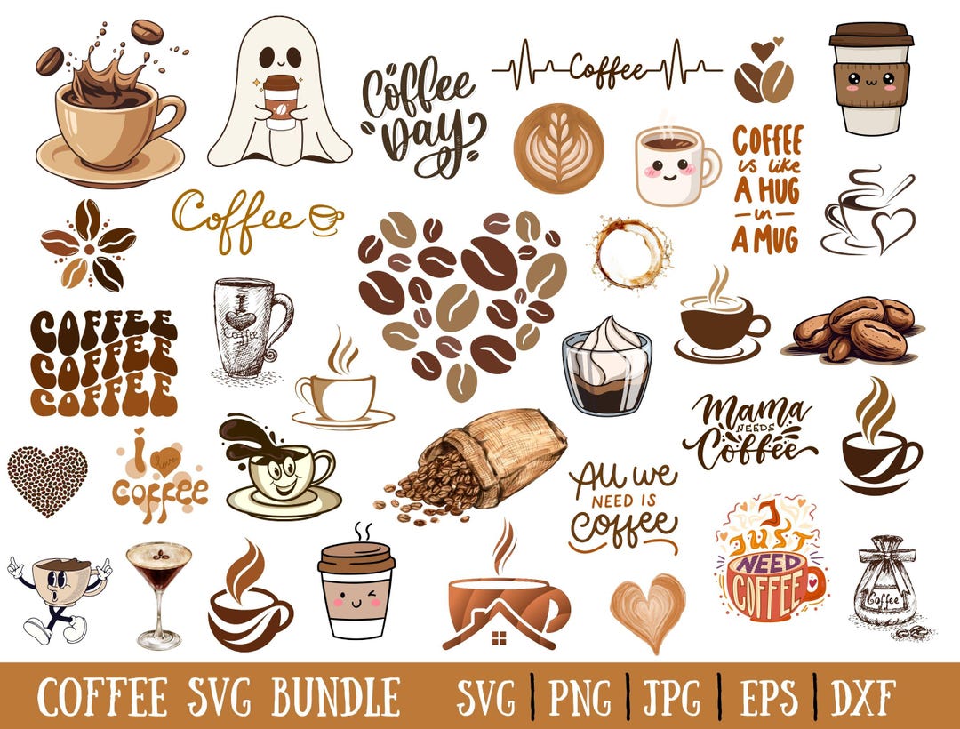 Coffee Svg, Coffee Svg Bundle, Coffee Png, Coffee Clipart, Coffee Cup ...