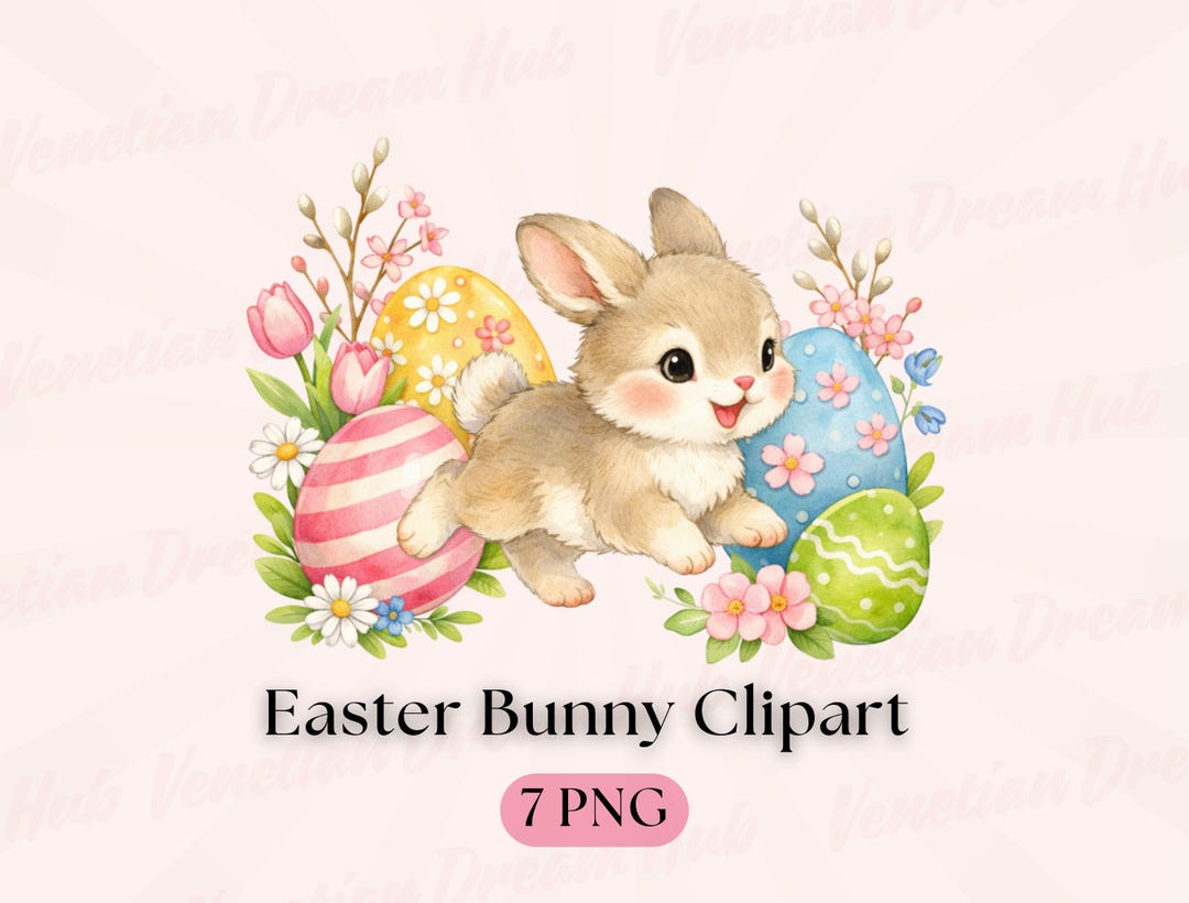 Easter Bunny PNG, Whimsical Bunny Clipart, Rabbit SVG (digital Download ...