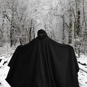 Black Melton Wool Cloak FULL CIRCLE Cloaks Large Pocket Option Wind ...