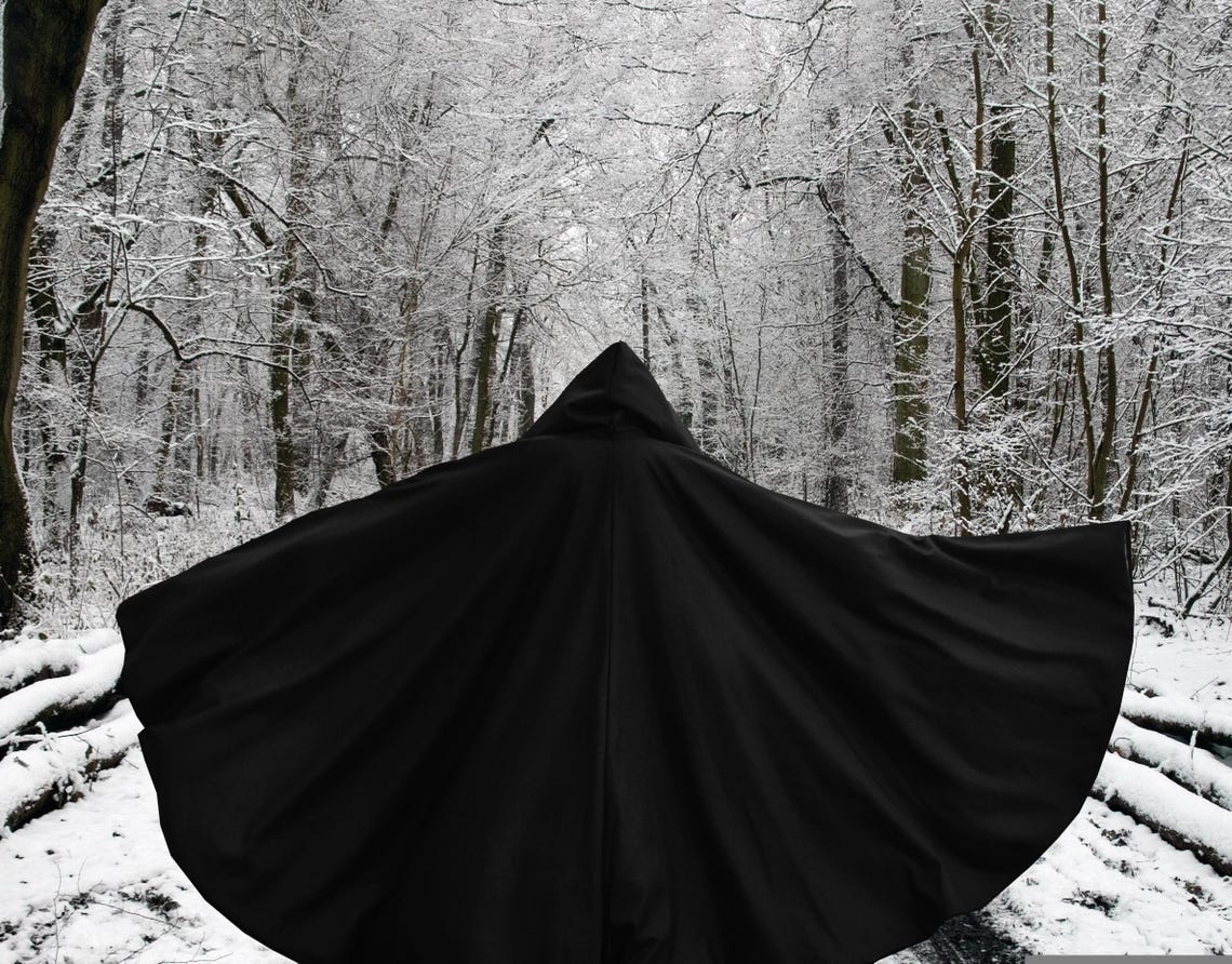 Black Melton Wool Cloak FULL CIRCLE Cloaks Large Pocket Option Wind ...
