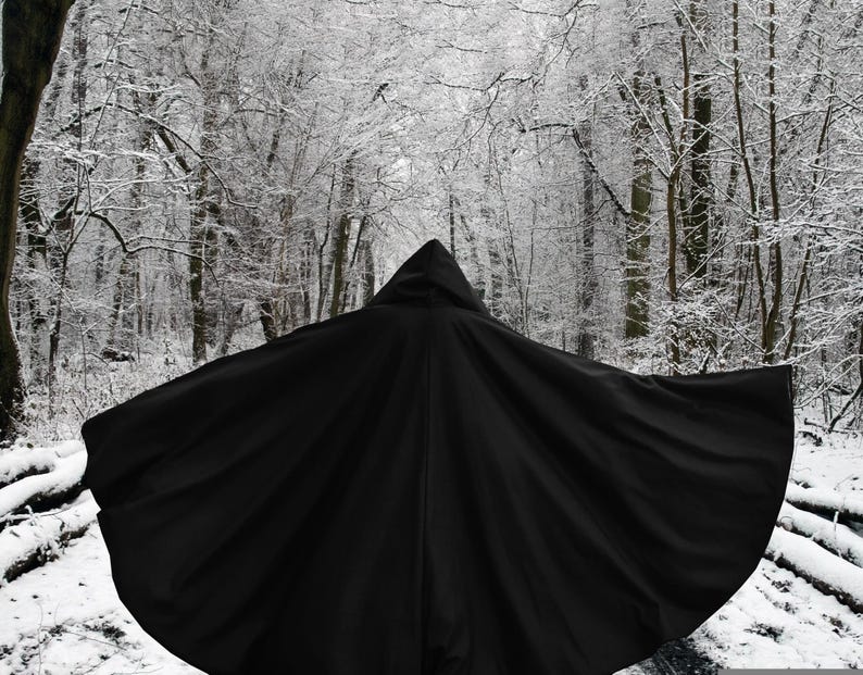 Black Melton Wool Cloak FULL CIRCLE Cloaks Large Pocket Option Wind ...