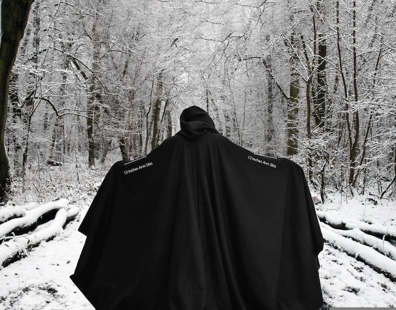Black Melton Wool Cloak FULL CIRCLE Cloaks Large Pocket Option Wind ...