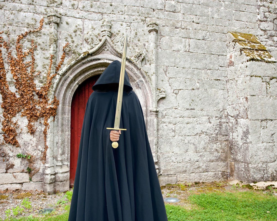 Black Wool Cloak FULL CIRCLE Cloaks Medieval Larp Cosplay Renaissance ...
