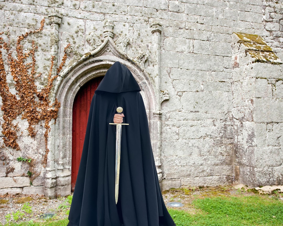 Black Wool Cloak FULL CIRCLE Cloaks Medieval Larp Cosplay Renaissance ...