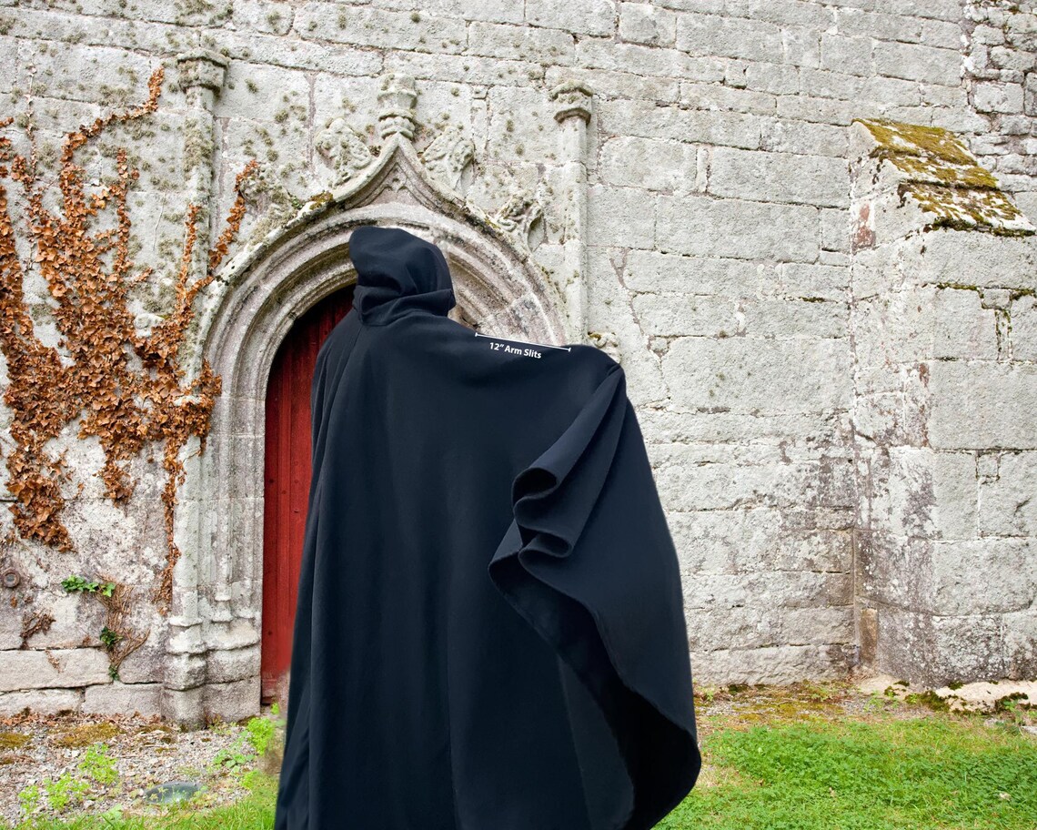 Black Wool Cloak FULL CIRCLE Cloaks Medieval Larp Cosplay Renaissance ...