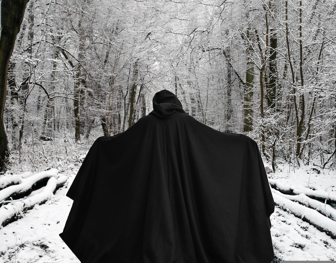 Black Melton Wool Cloak FULL CIRCLE Cloaks Large Pocket Option Wind ...
