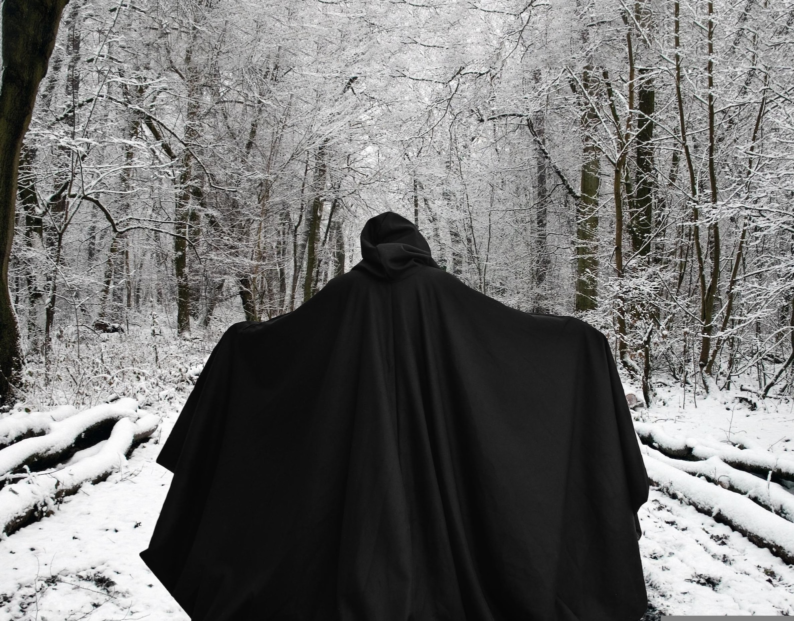 Black Melton Wool Cloak FULL CIRCLE Cloaks Large Pocket Option Wind ...