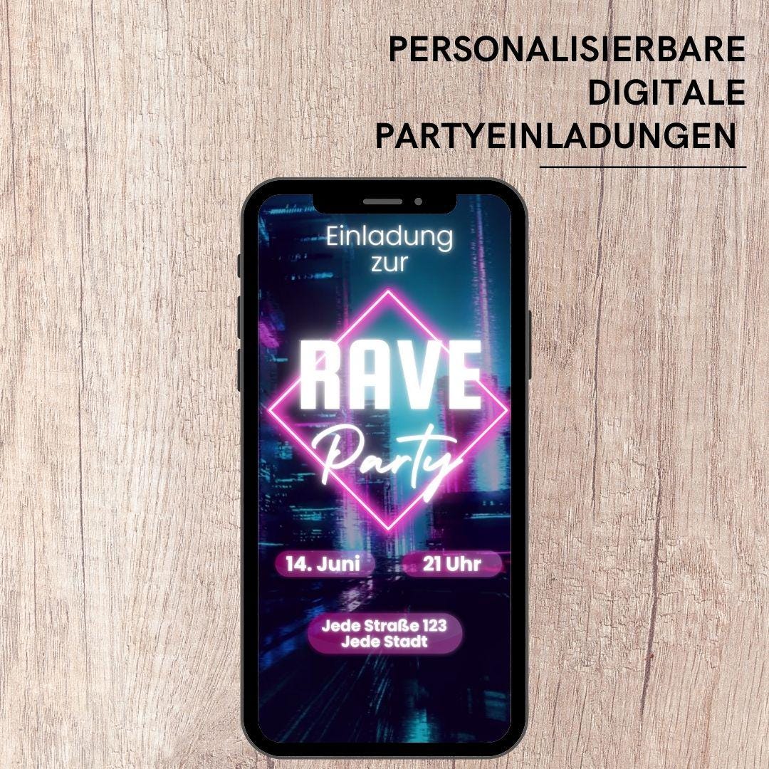 Rave Party Invitation | Save the Date Card | Garden Party Invitation ...