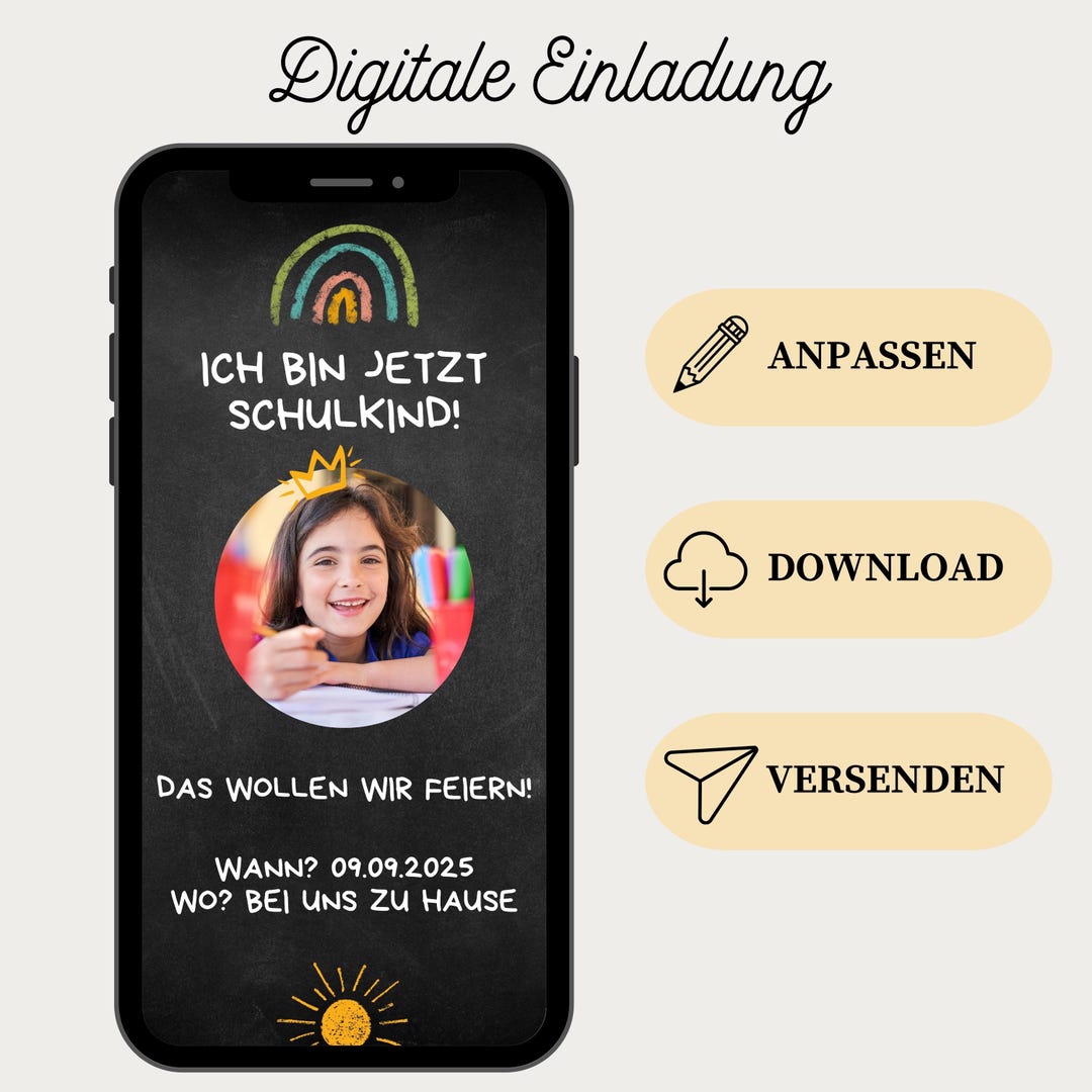 Digital Schoolchild Invitation: Personalized School Enrollment Photo ...