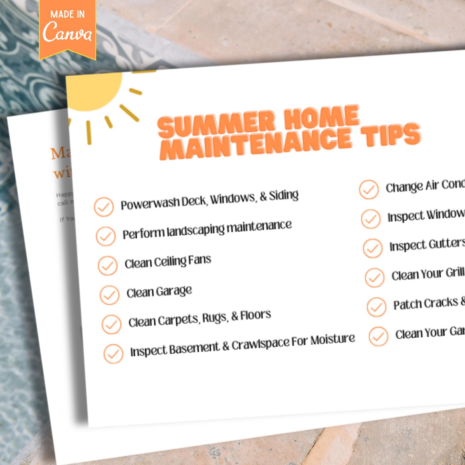 Real Estate Summer Home Maintenance Checklist Postcard (DIY Canva ...