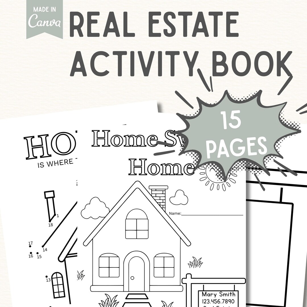 Real Estate Activity Book for Kids | Real Estate Coloring Book | Kid's ...