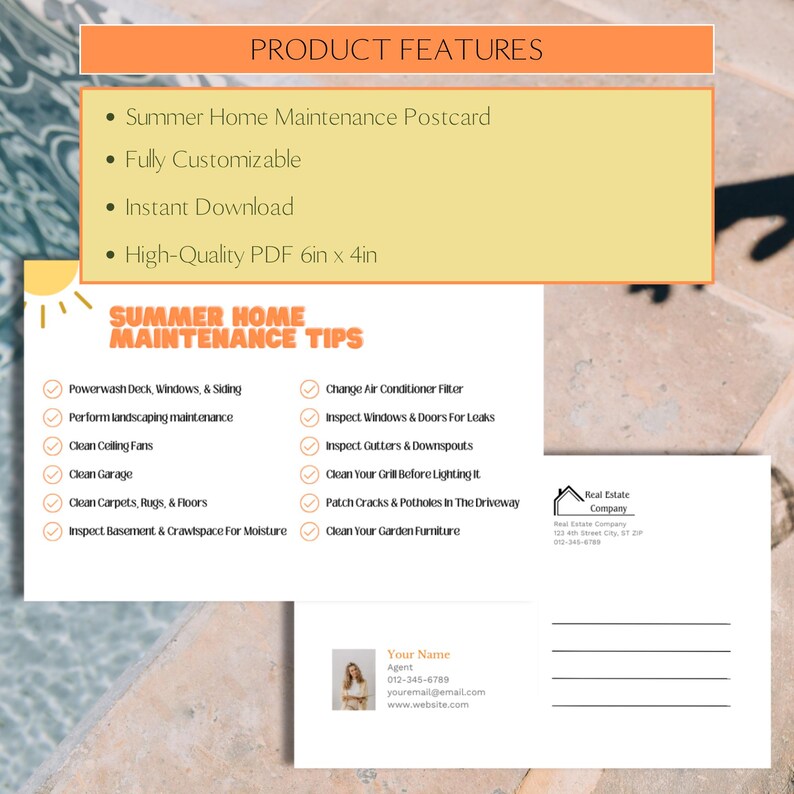 Real Estate Summer Home Maintenance Checklist Postcard (DIY Canva ...