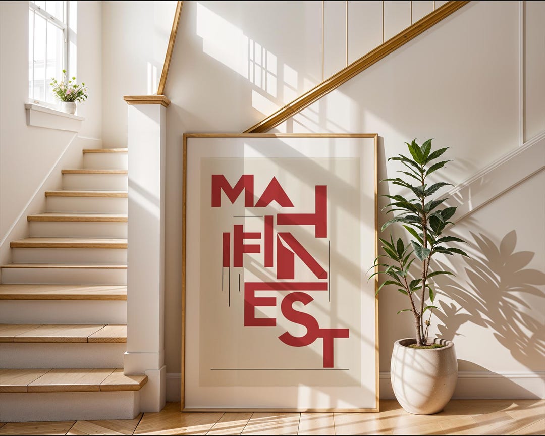 Manifest Print, Bold Typography Wall Art, Modern Poster, Red Abstract ...