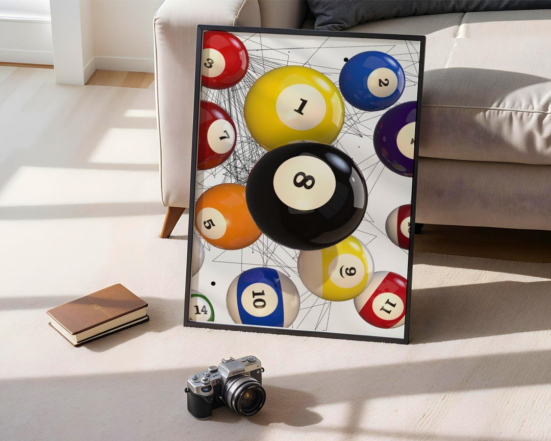 Modern Billiard Balls Poster – Colorful 8 Ball Pool Wall Art Print - Etsy