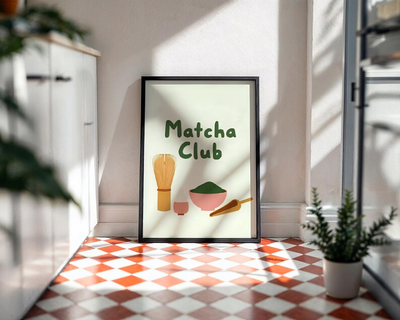 Matcha Club Print, Matcha Art Print, Tea Lover Poster, Matcha Kitchen ...
