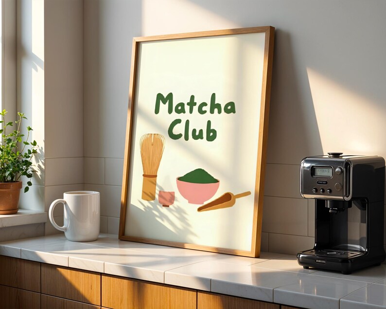 Matcha Club Print, Matcha Art Print, Tea Lover Poster, Matcha Kitchen ...