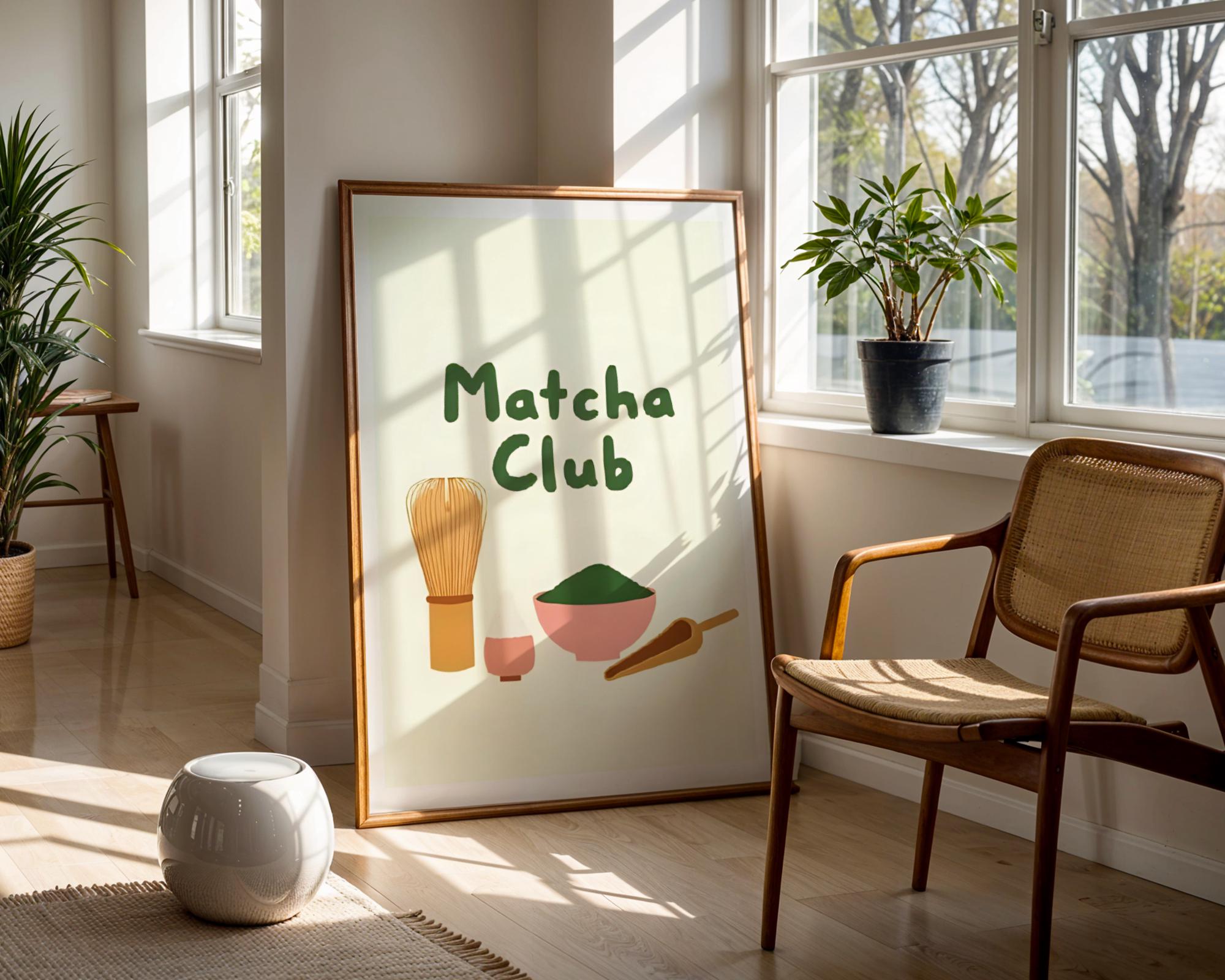 Matcha Club Print, Matcha Art Print, Tea Lover Poster, Matcha Kitchen ...