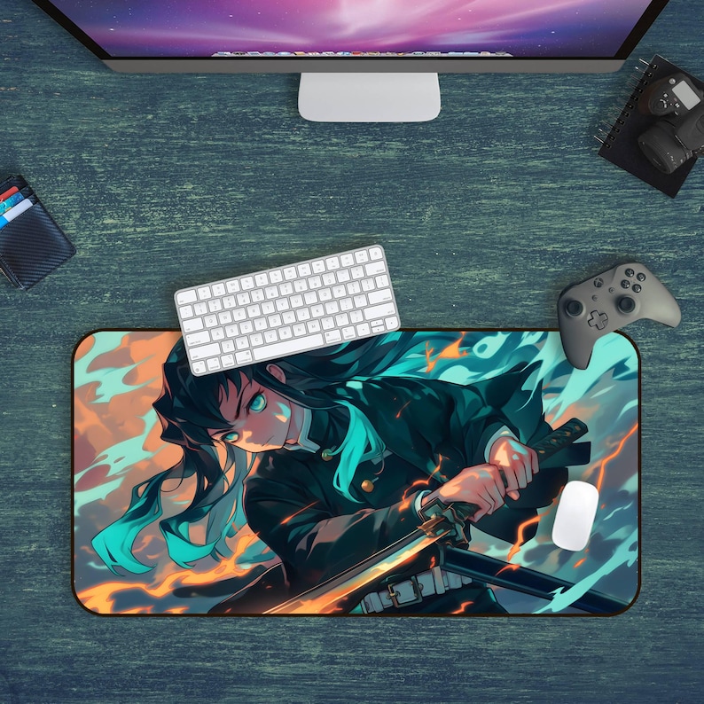 Muichiro Tokito Desk Mat, Demon Slayer Anime Mousepad, Gaming Office ...