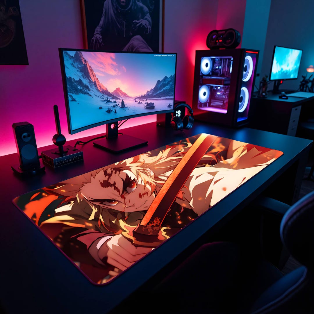 Rengoku Mouse Pad, Demon Slayer Anime Desk Mat, Kyojuro Rengoku Gaming ...