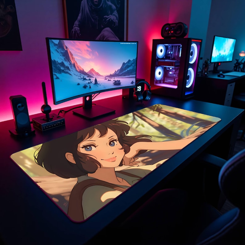 Anime Girl Mouse Pad, Kawaii Anime Girl Desk Mat, Cute Anime Girl ...