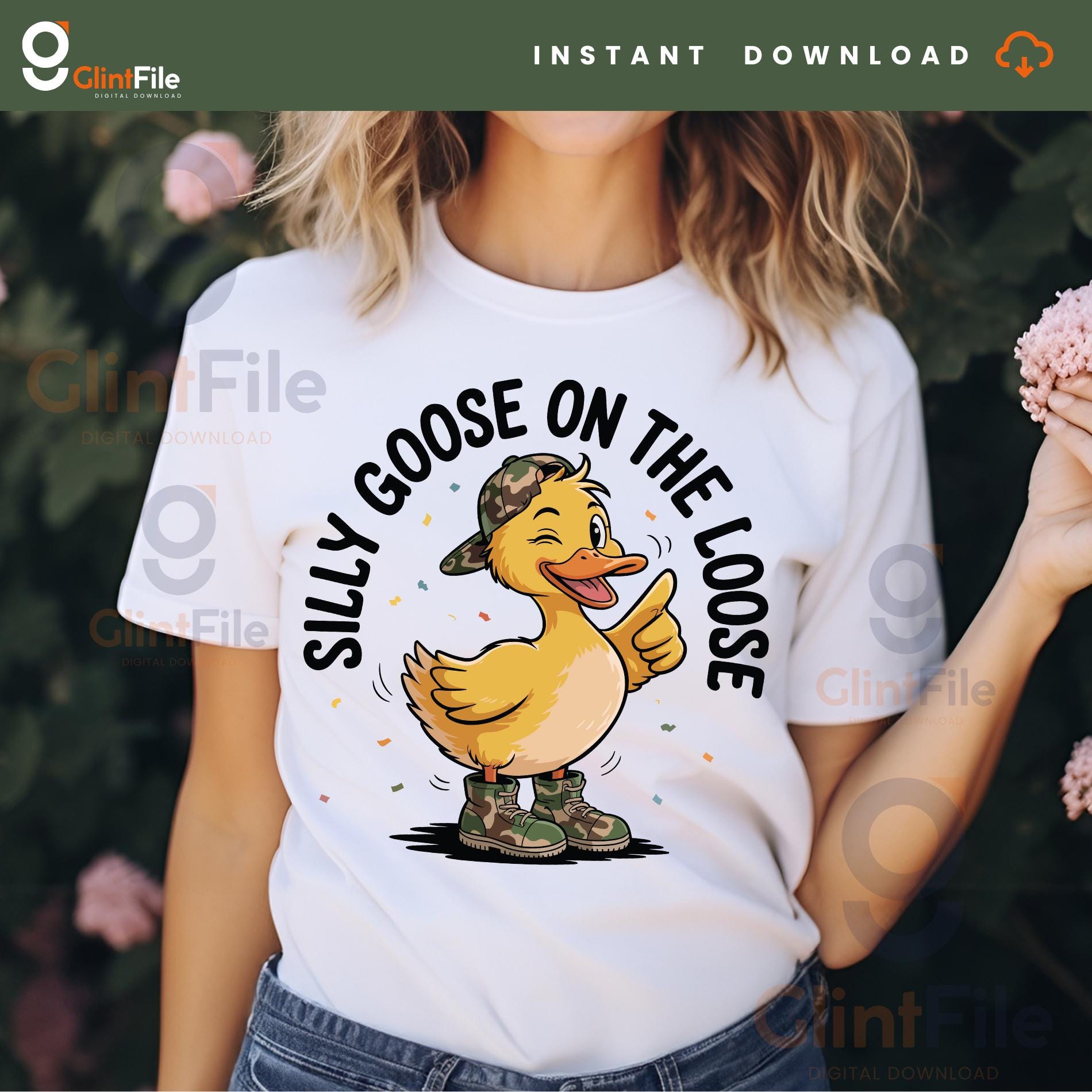 Camo Silly Goose on the Loose PNG | Funny Goose Shirt Design | Silly ...
