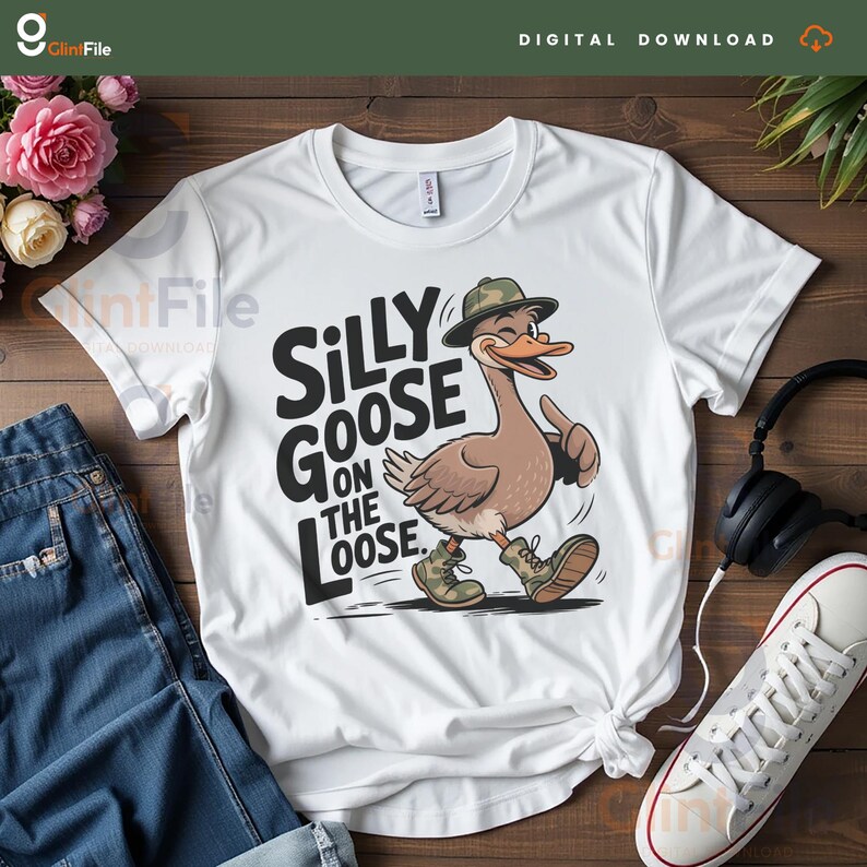 Camo Silly Goose on the Loose PNG SVG, Silly Goose Camo Meme Shirt ...