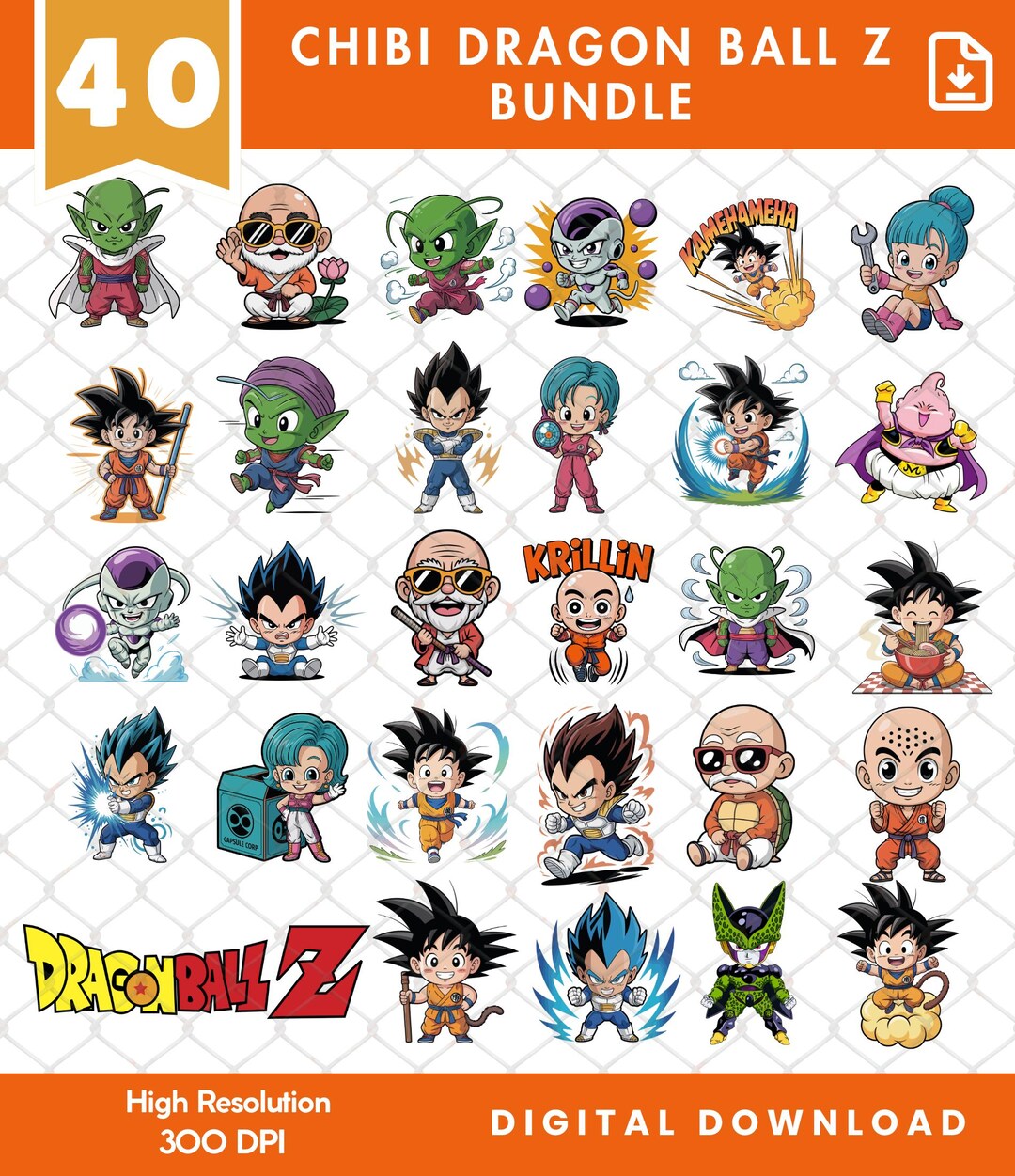 40 Chibi Dragon Ball Z PNG Bundle, Anime Clipart Goku Vegeta Super ...
