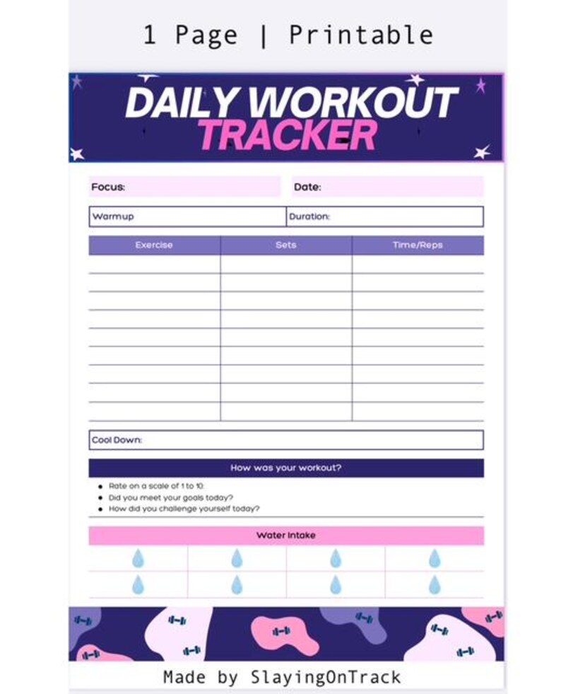 Daily Workout Tracker - Etsy