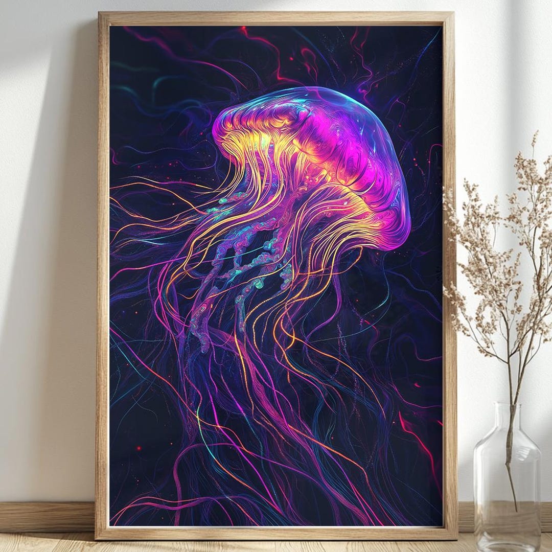 Jellyfish Print - Psychedelic Ocean Art | Digital Download PDF & PNG - Etsy