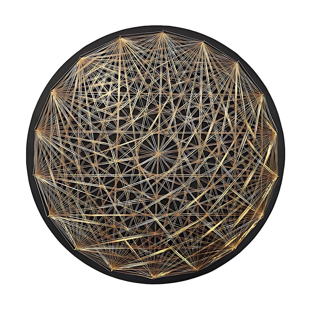 Heilige Geometrie String Art - Mandala Muster, goldener Kupferfaden auf ...