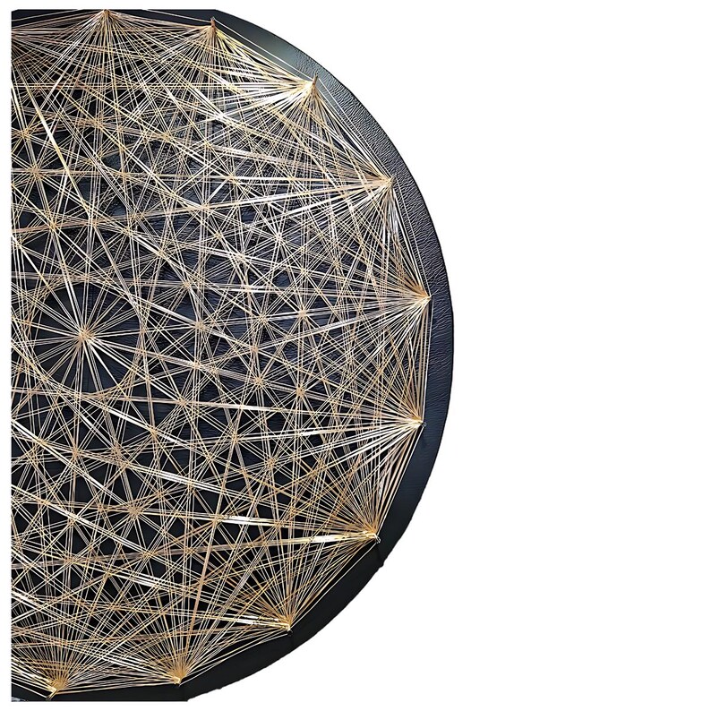 Sacred Geometry String Art – Mandala Pattern, Golden Copper Thread on ...