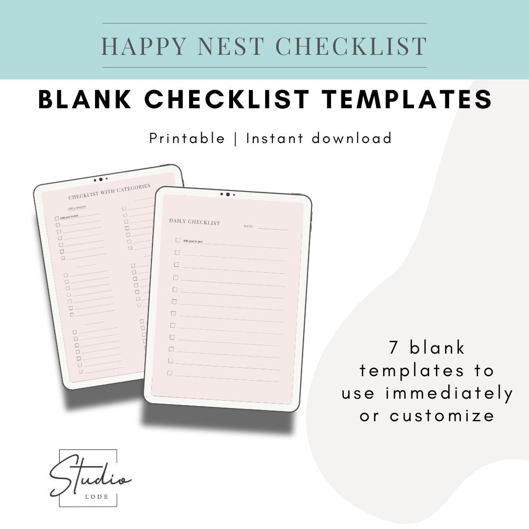 7 Blank Checklist Templates to Customize and Fill in Yourself (ENG) - Etsy