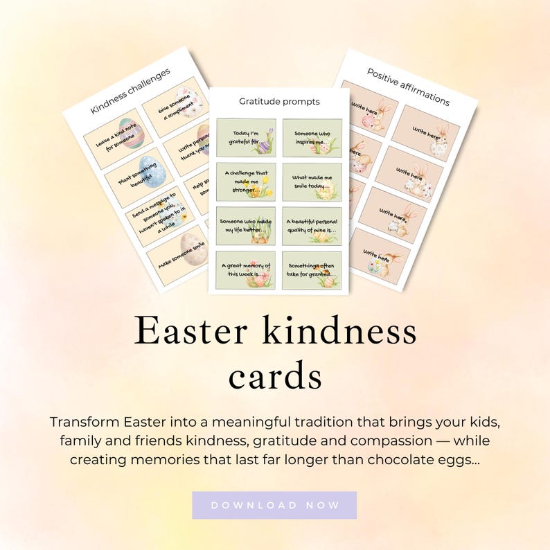 Easter Kindness Cards Printable PDF | 24 Affirmation Gratitude ...
