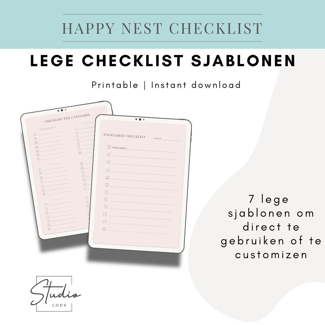 7 Blank Checklist Templates to Customize and Fill in Yourself (NL) - Etsy