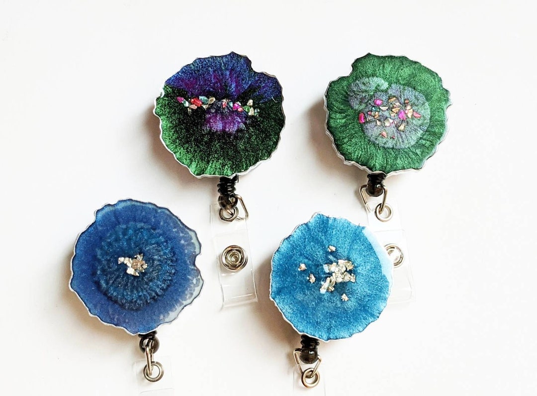 Resin Badge Reel, Crystal Agate Inspired Badge Reel, ID Badge Reel, ID ...