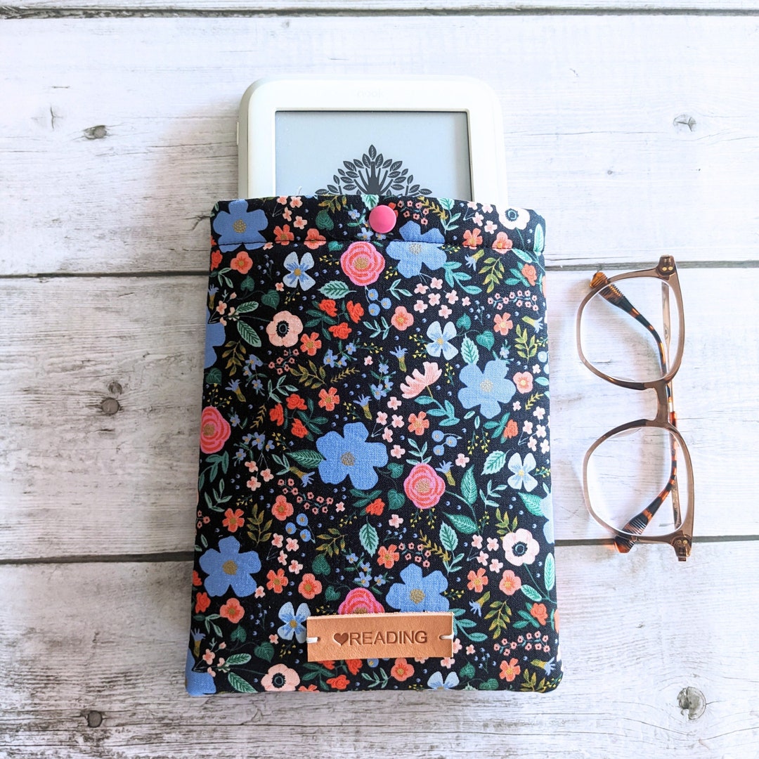 E-reader Padded Case With a Personalized Leather Name Tag, Rifle Paper ...