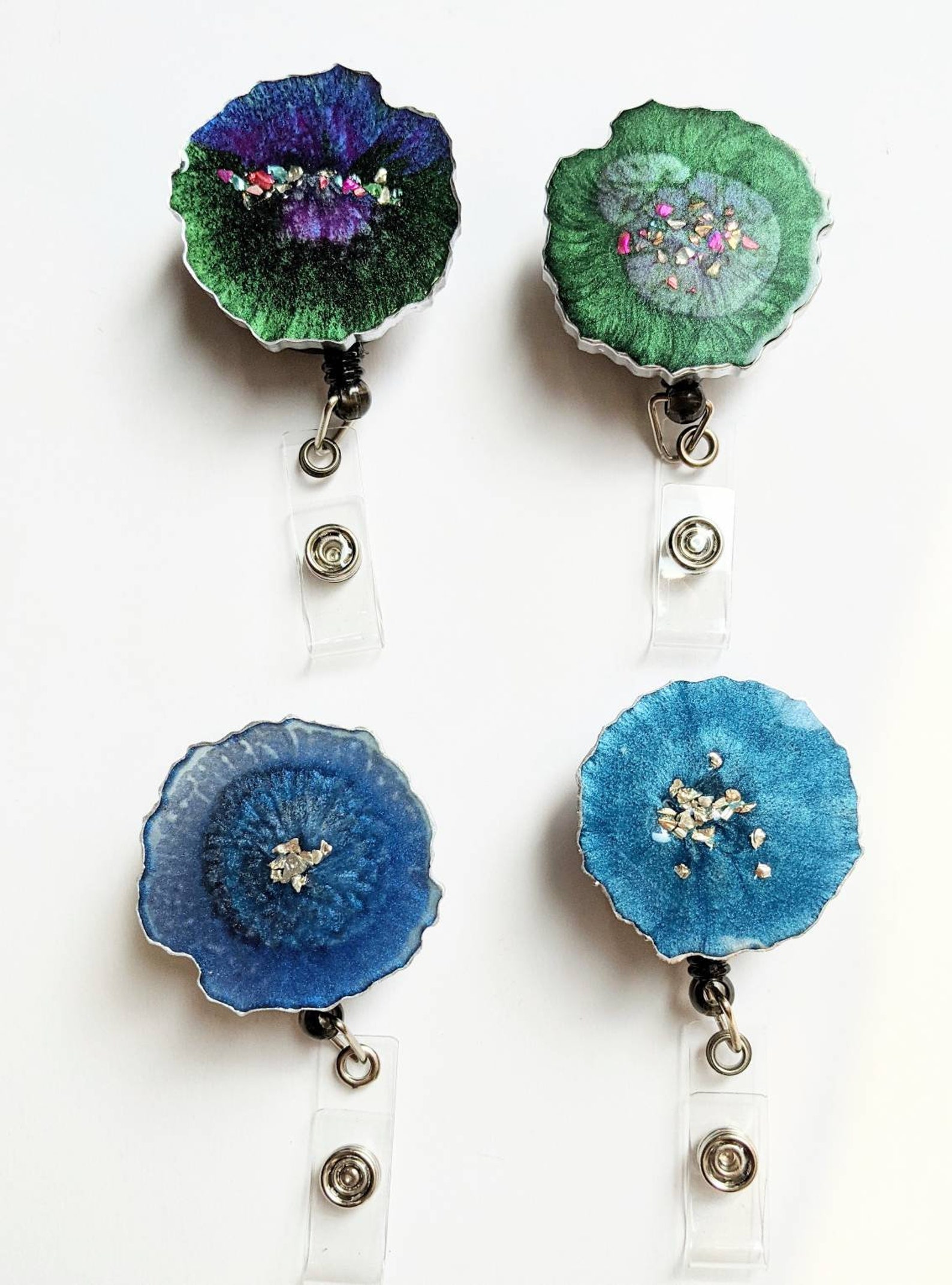 Resin Badge Reel Crystal Agate Inspired Badge Reel ID Badge - Etsy