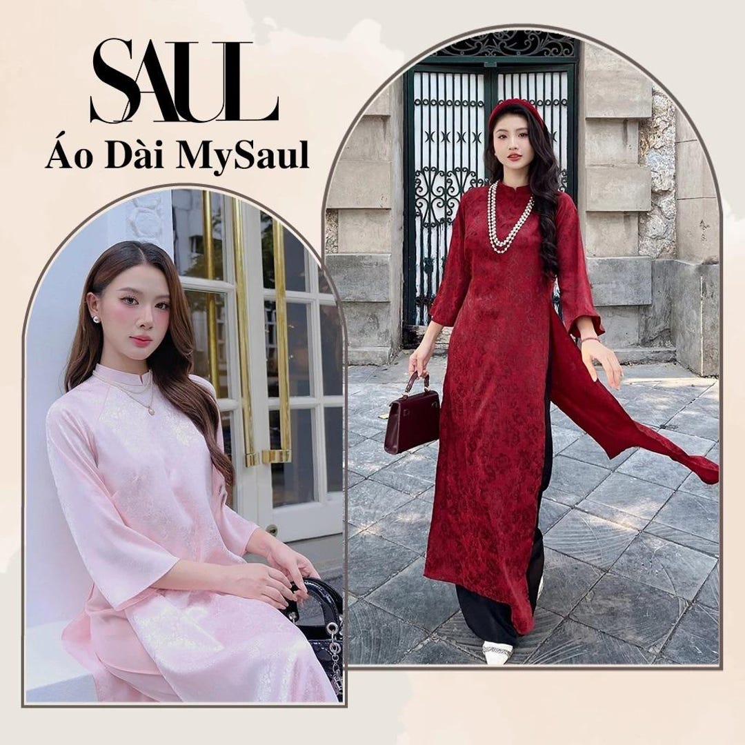 Pre-made Ao Dai Viet Nam, Brocade Modern Ao Dai, Loose Fit Floral ...