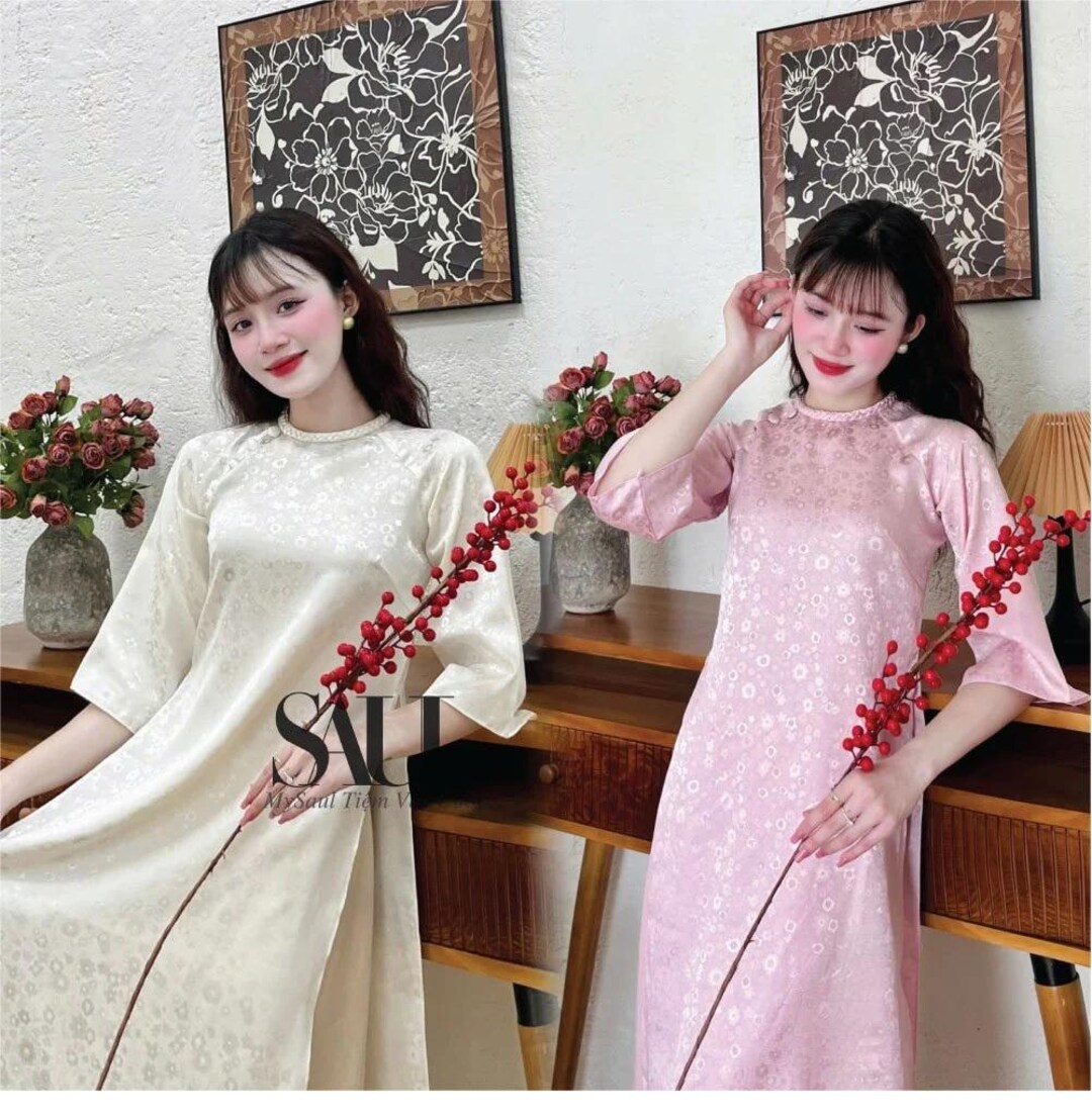 Pre-made Ao Dai Viet Nam, Brocade Silk Modern Áo Dài – Vietnamese ...