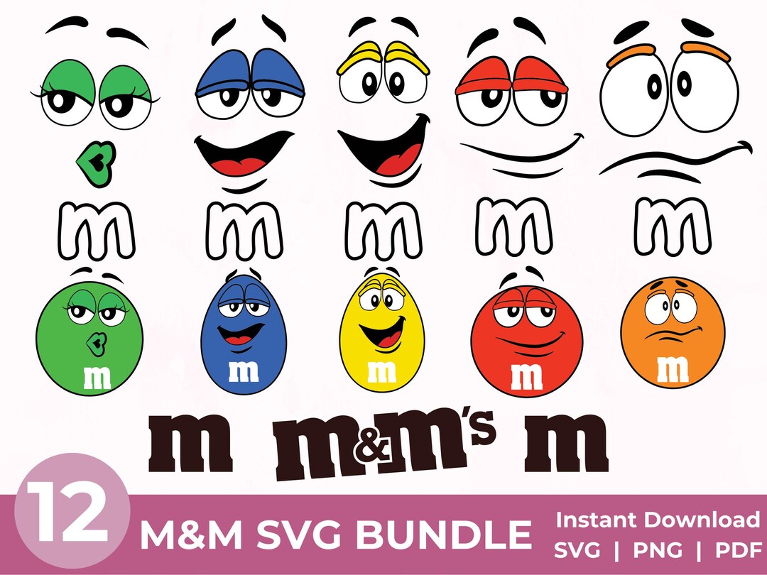 M and M Faces Svg, Face Svg, SVG for Cricut, Layered Files, Tshirt Face ...