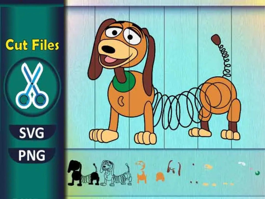Stretchy Toy Dog SVG | Flexible Puppy Silhouette | Retro Coil Dog Cut ...