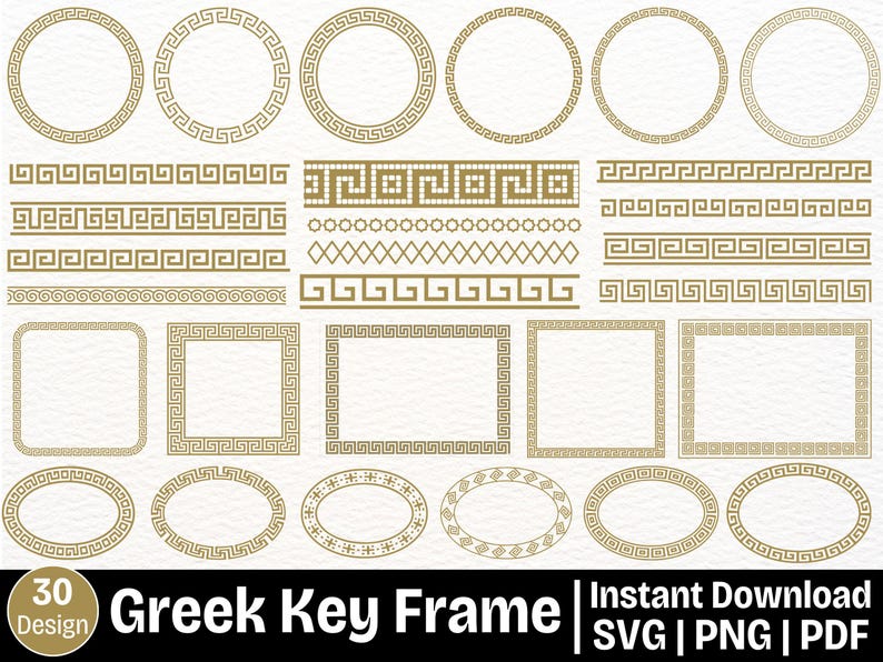 Greek Key Frame Svg Bundle – 30 Printable Ornamental Greek Border ...