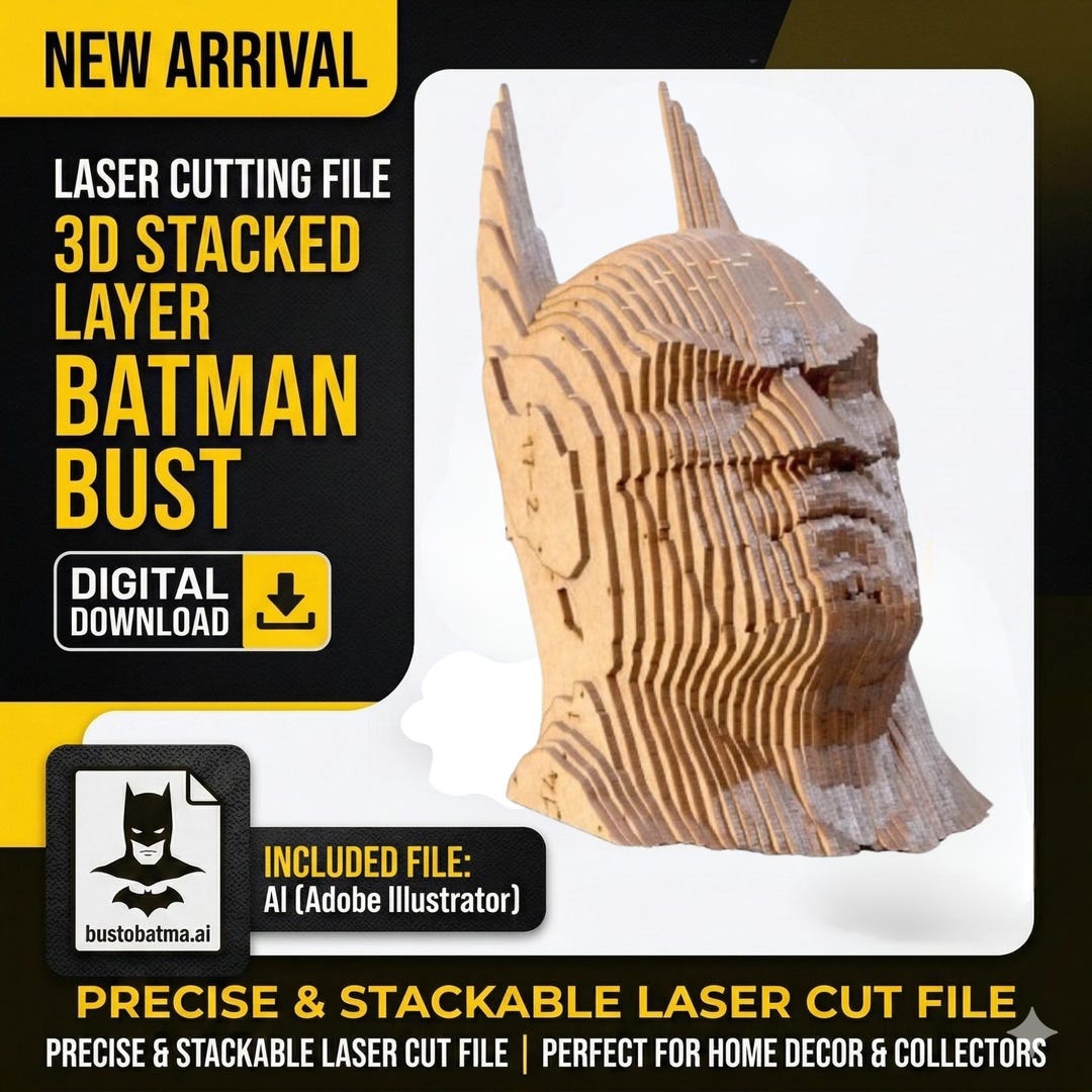 Batman 3D Stacked Layer Wood Bust | Laser Cut File for Glowforge ...