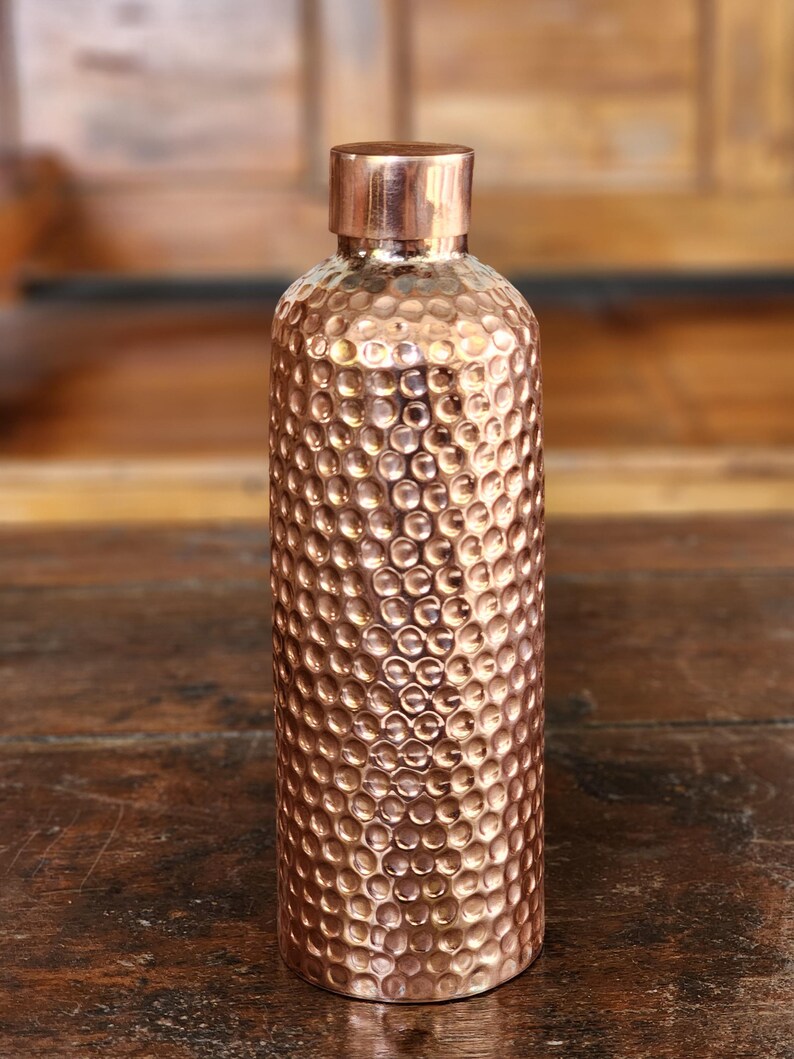 Hammered Copper Water Jug and Bottle Set, Handmade by Indonesian ...