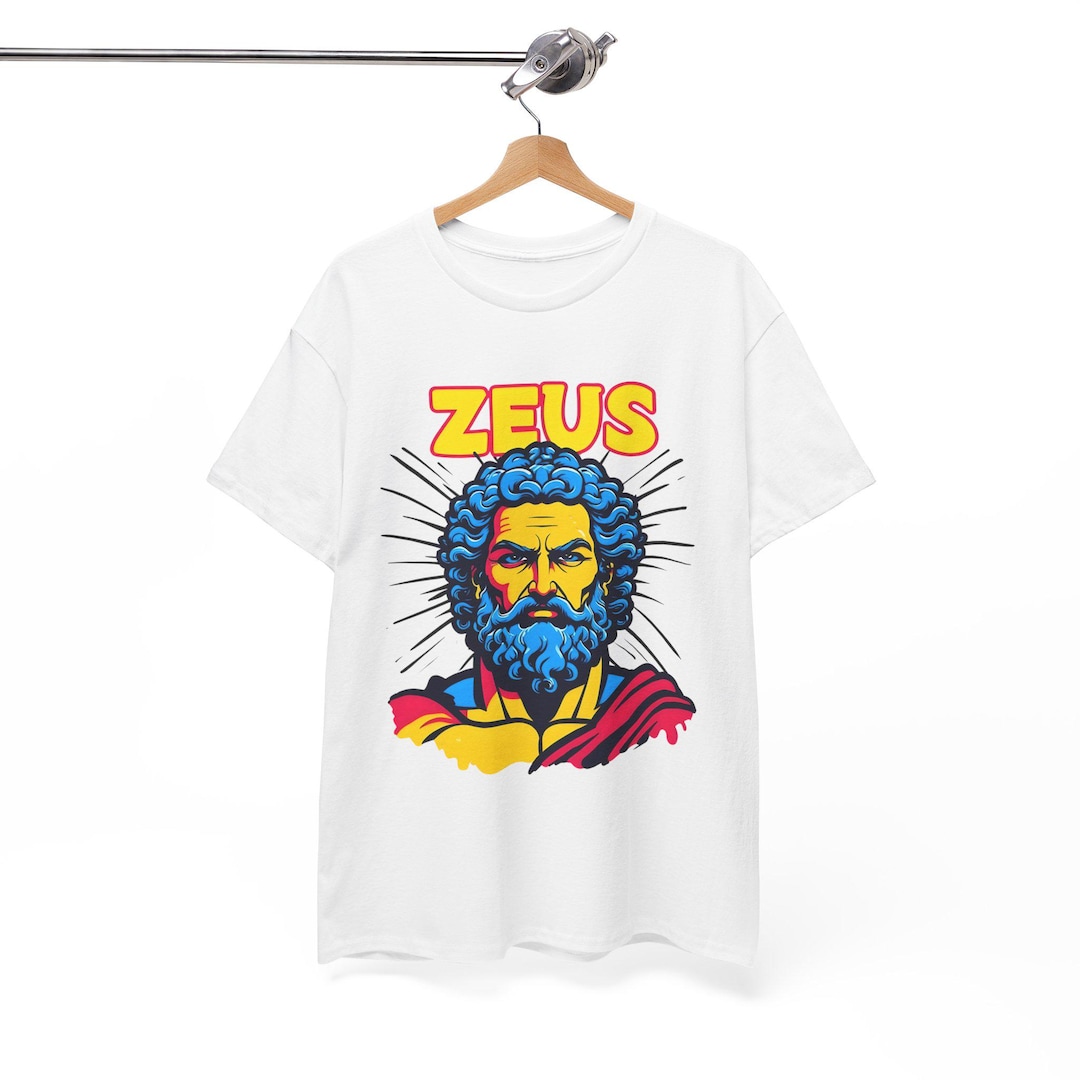 Zeus Greek God T-shirt, Ancient Mythology Pop Art Tee, King of the Gods ...